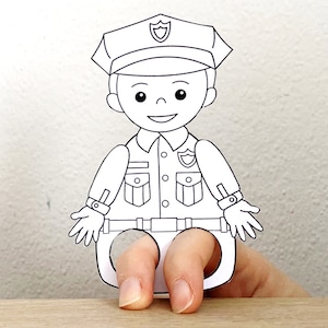 Police Officer Paper Craft Printable Community Helper Finger Puppet ...