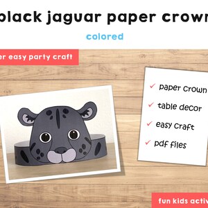 Black Jaguar Panther Paper Crown Jungle Cat Animal Template Activity ...
