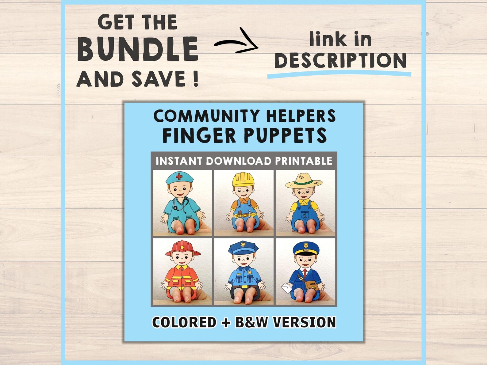 Police Officer Paper Craft Printable Community Helper Finger Puppet ...