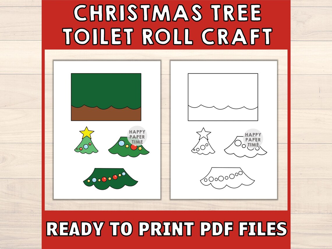 Christmas Tree Toilet Paper Roll Craft Christmas Party Coloring ...