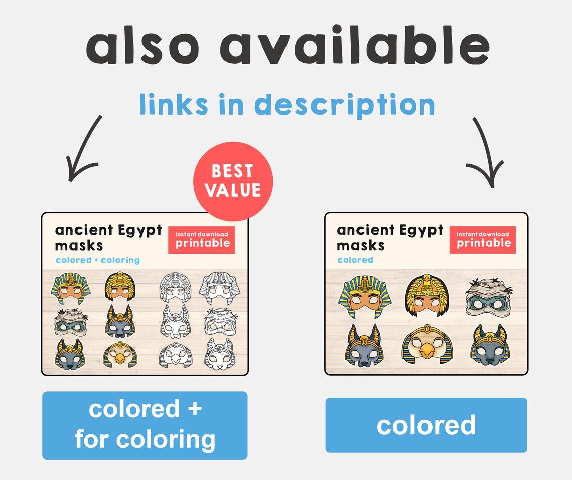 Ancient Egypt Masks Template Pharaoh Cleopatra Mummy Horus - Etsy