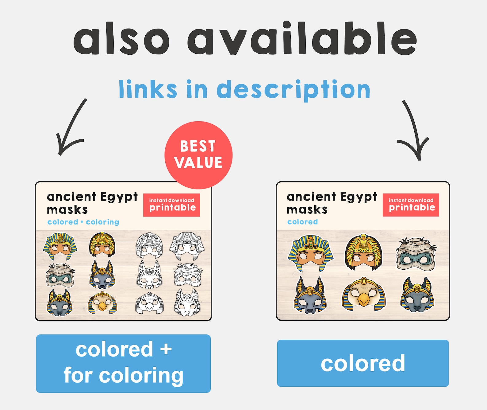 Ancient Egypt Masks Template Pharaoh Cleopatra Mummy Horus - Etsy