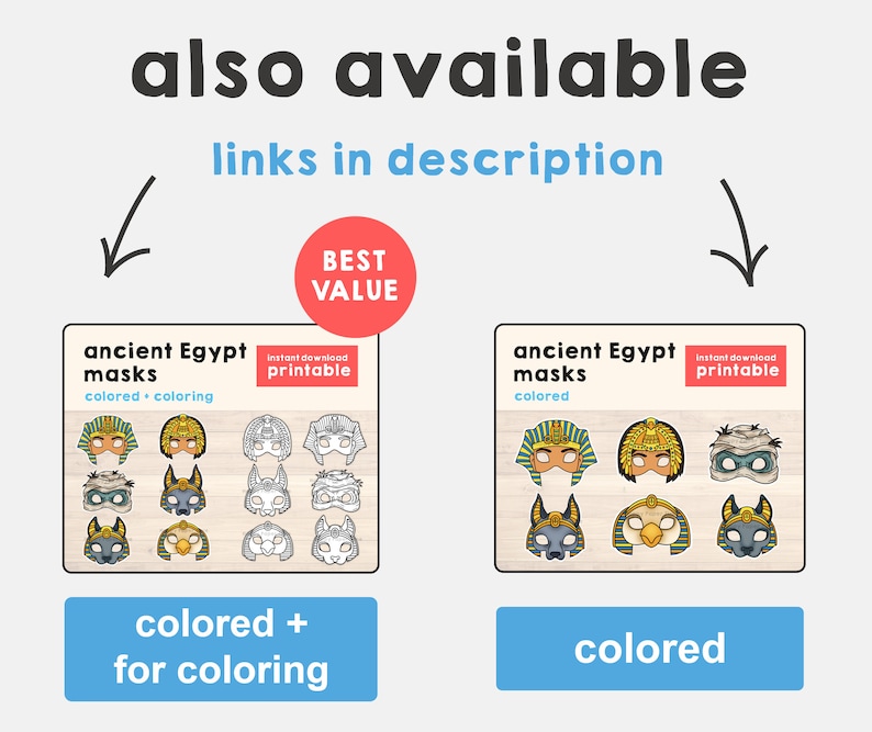 Ancient Egypt Masks Template Pharaoh Cleopatra Mummy Horus Anubis Bast ...