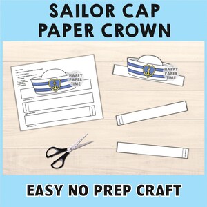 Sailor Hat Cap Paper Crown Party Printable Kids Craft Sea Costume ...