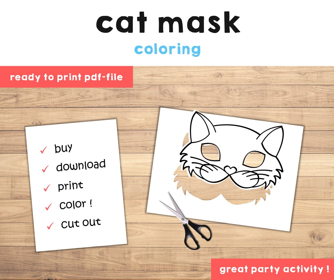 Black Cat Mask Kids Costume Black Cat Mask Diy Black Cat Mask | Etsy