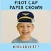 Pilot Cap Paper Crown Airline Party Coloring Printable Kids Craft ...