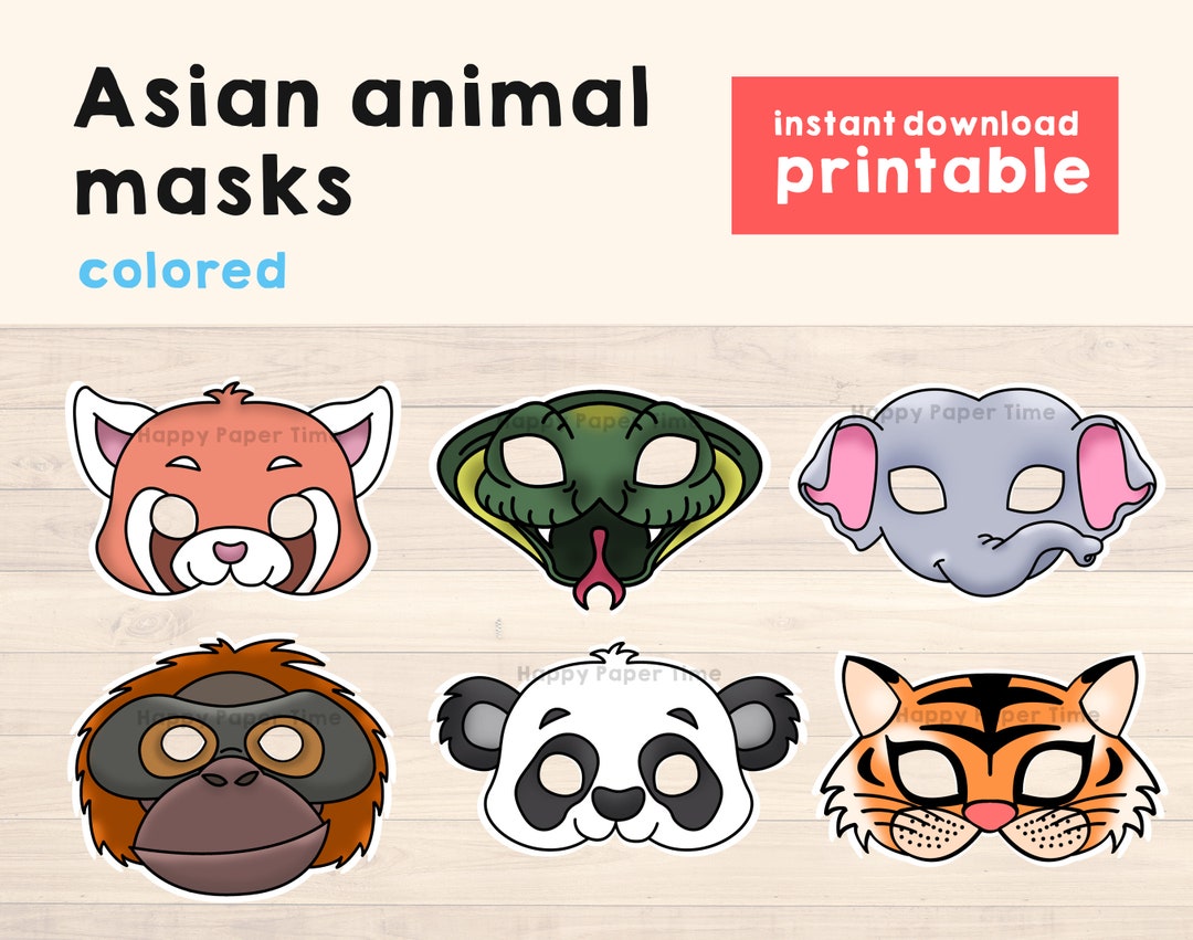 Asian Jungle Mask Animal Mask Panda Cobra Elephant - Etsy