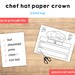Chef Hat Cook Paper Crown Restaurant Party Coloring Printable Kids ...