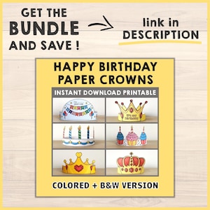 Happy Birthday Paper Crowns Party B-day Printable Celebration Kids ...