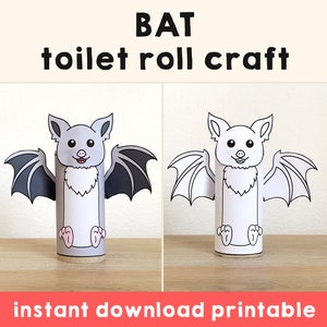 Bat Toilet Paper Roll Craft Halloween Spooky Party Coloring Printable ...