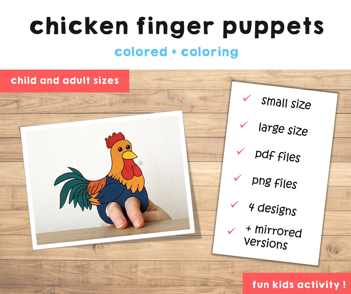 Chicken Puppet Paper Craft Printable Finger Puppet Kids Craft - Etsy