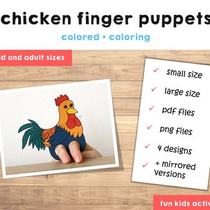Chicken Puppet Paper Craft Printable Finger Puppet Kids Craft Animal ...