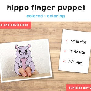 Hippo Paper Craft Printable African Animal Finger Puppet Kids Craft ...