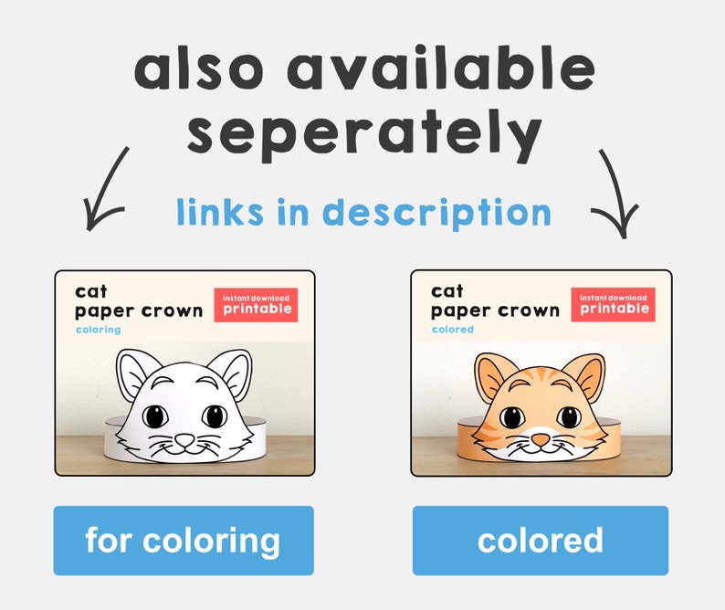 Cat Paper Crown Headband Pet Animal Printable Kids Craft - Etsy