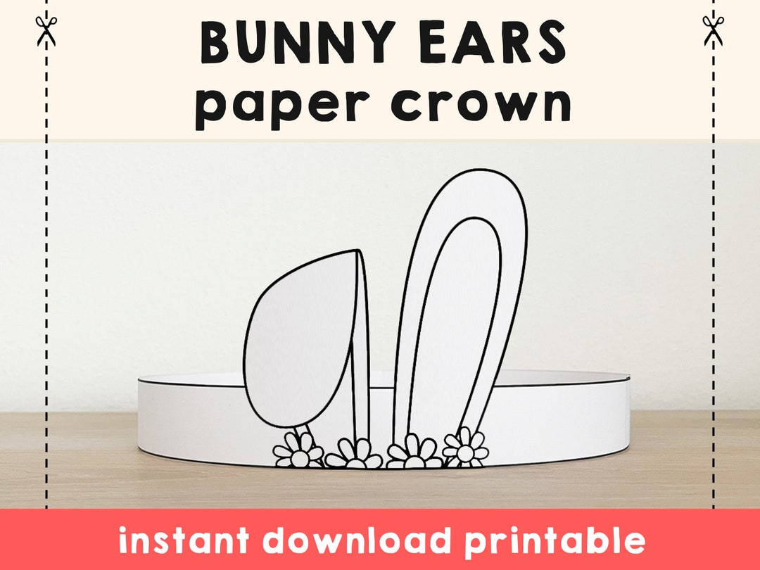 Easter Bunny Ears Paper Crown Coloring Headband Easter Cut Out Party ...