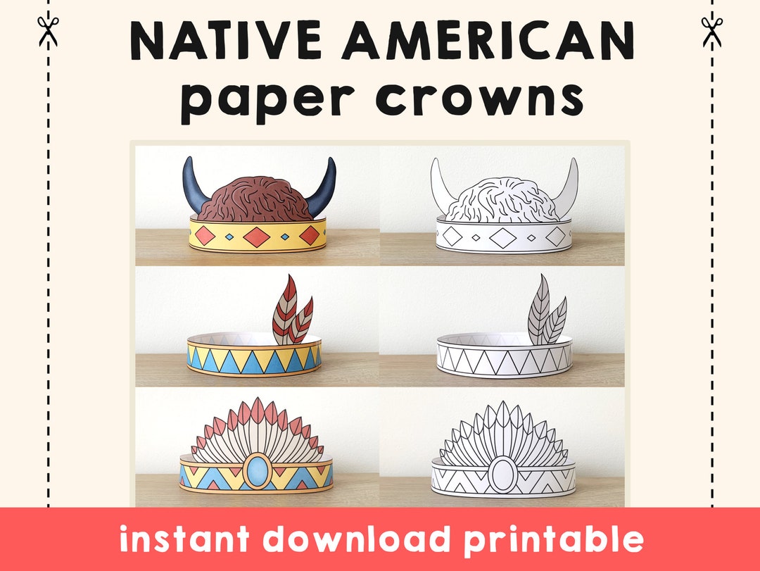Native American Paper Crown Activity Printable Kids Craft Headband ...