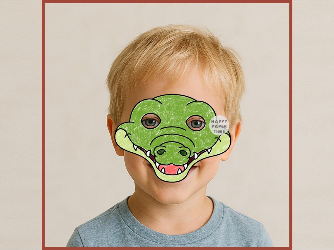 Crocodile Mask Costume Animal Mask Printable Party Favor Safari ...