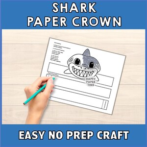 Shark Paper Crown Party Costume Printable Party Hat Kids Craft Ocean ...