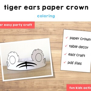 Tiger Ears Paper Crown Headband Party Coloring Printable Kids Craft ...