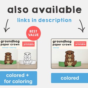 Groundhog Day Paper Crown Party Coloring Printable Kids Craft Spring ...