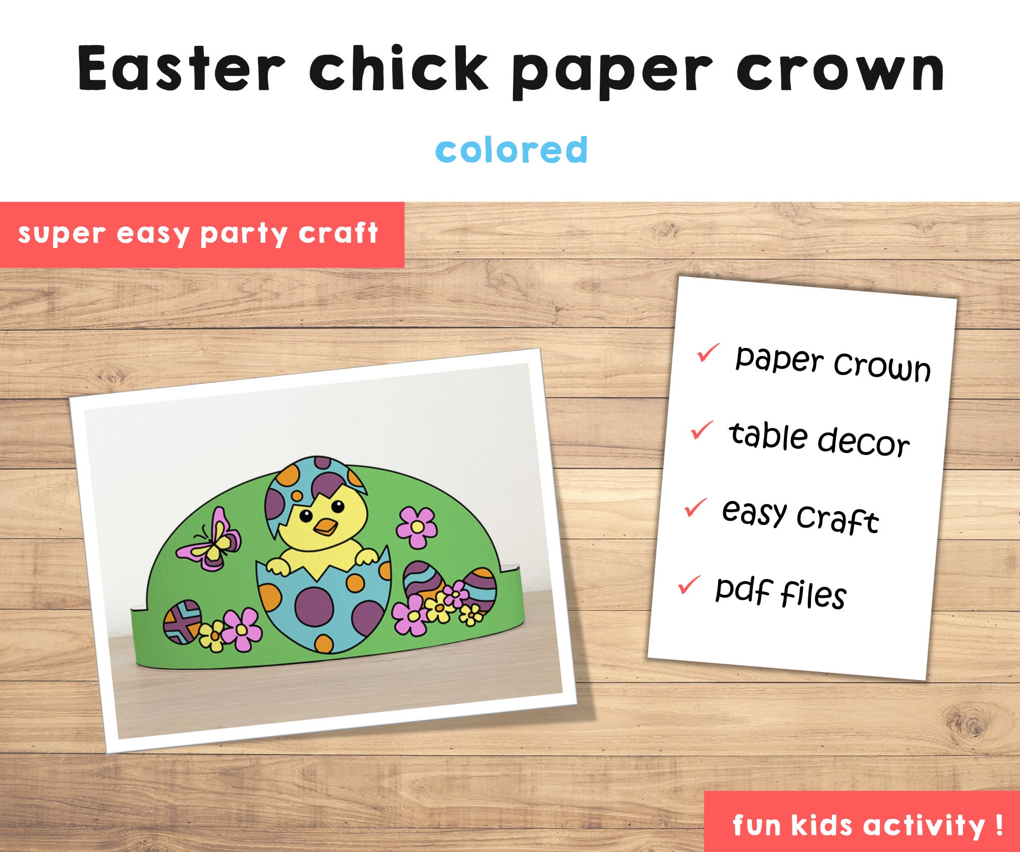 Easter Chick Eggs Hat Paper Crown Headband Easter Cut Out Party ...