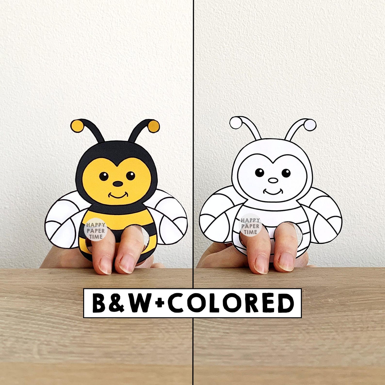 Bee Paper Craft Printable Finger Puppet Template Kids Craft Activity ...