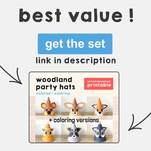 Wolf Paper Hat Printable Woodland Table Decoration Wolf Party Hat ...