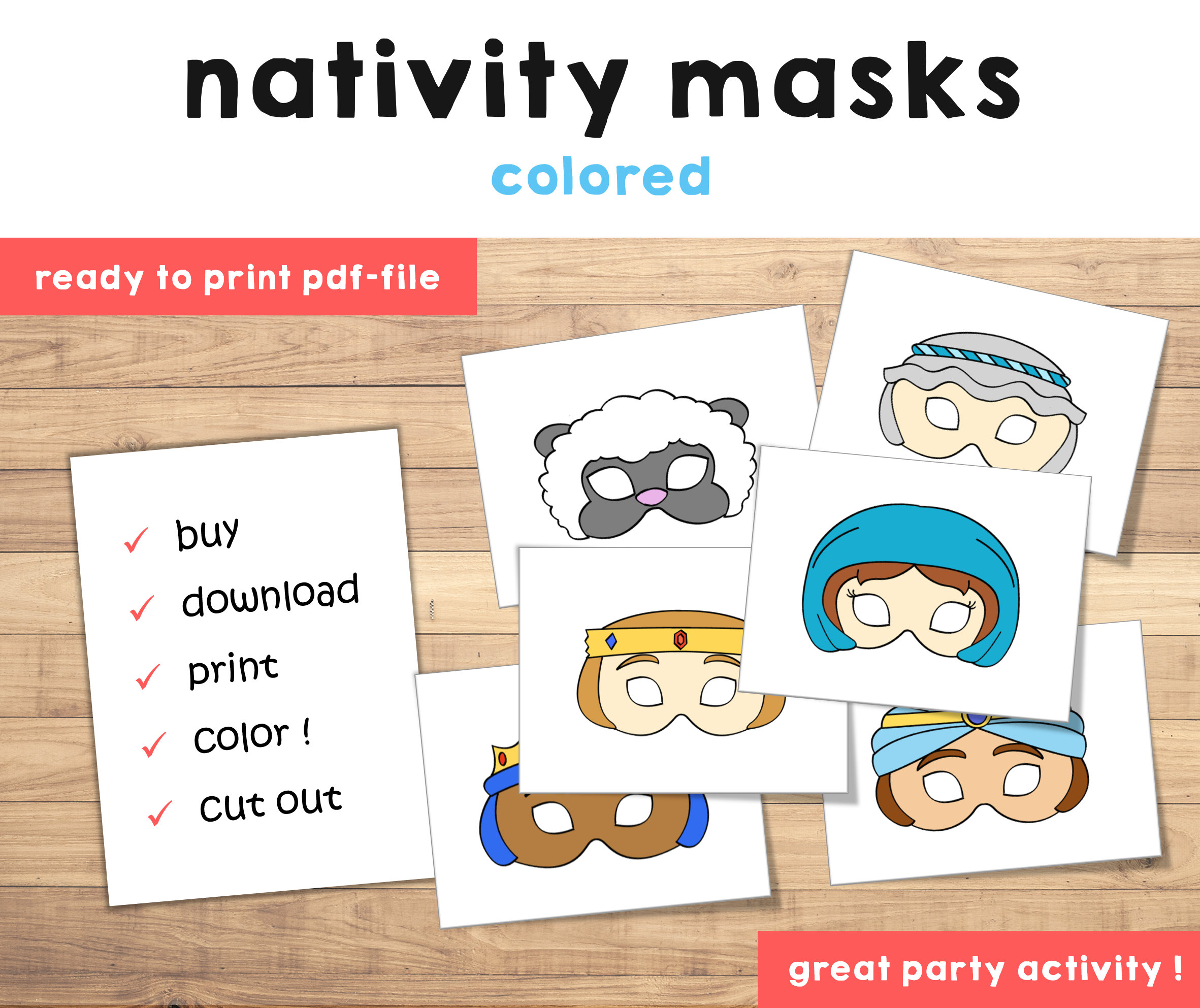 Nativity Printables Kids Nativity Play Kids Masks Nativity - Etsy