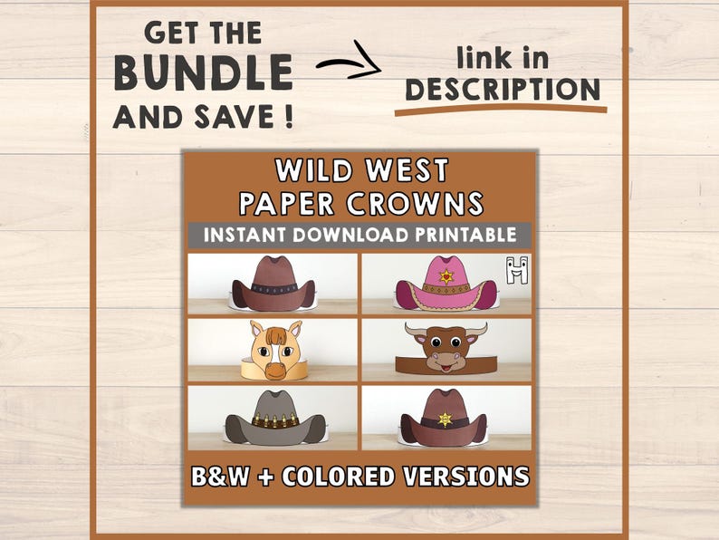 Cowboy Hat Paper Crown Party Coloring Printable Kids Craft Wild West ...