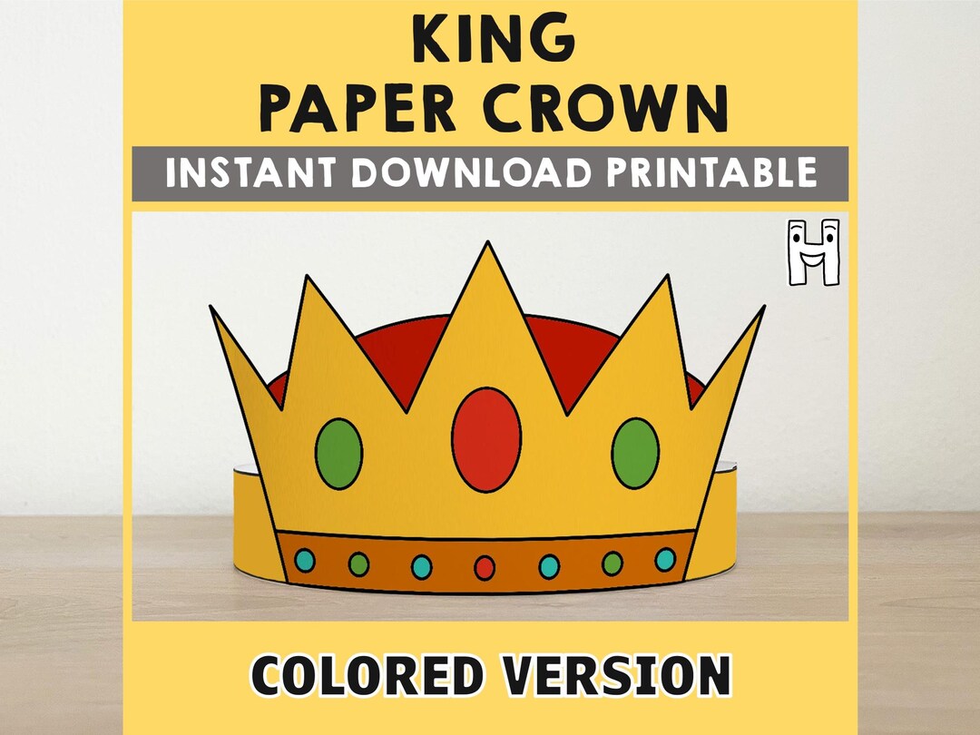 King Paper Crown Template Fantasy Medieval Party Headband Costume ...