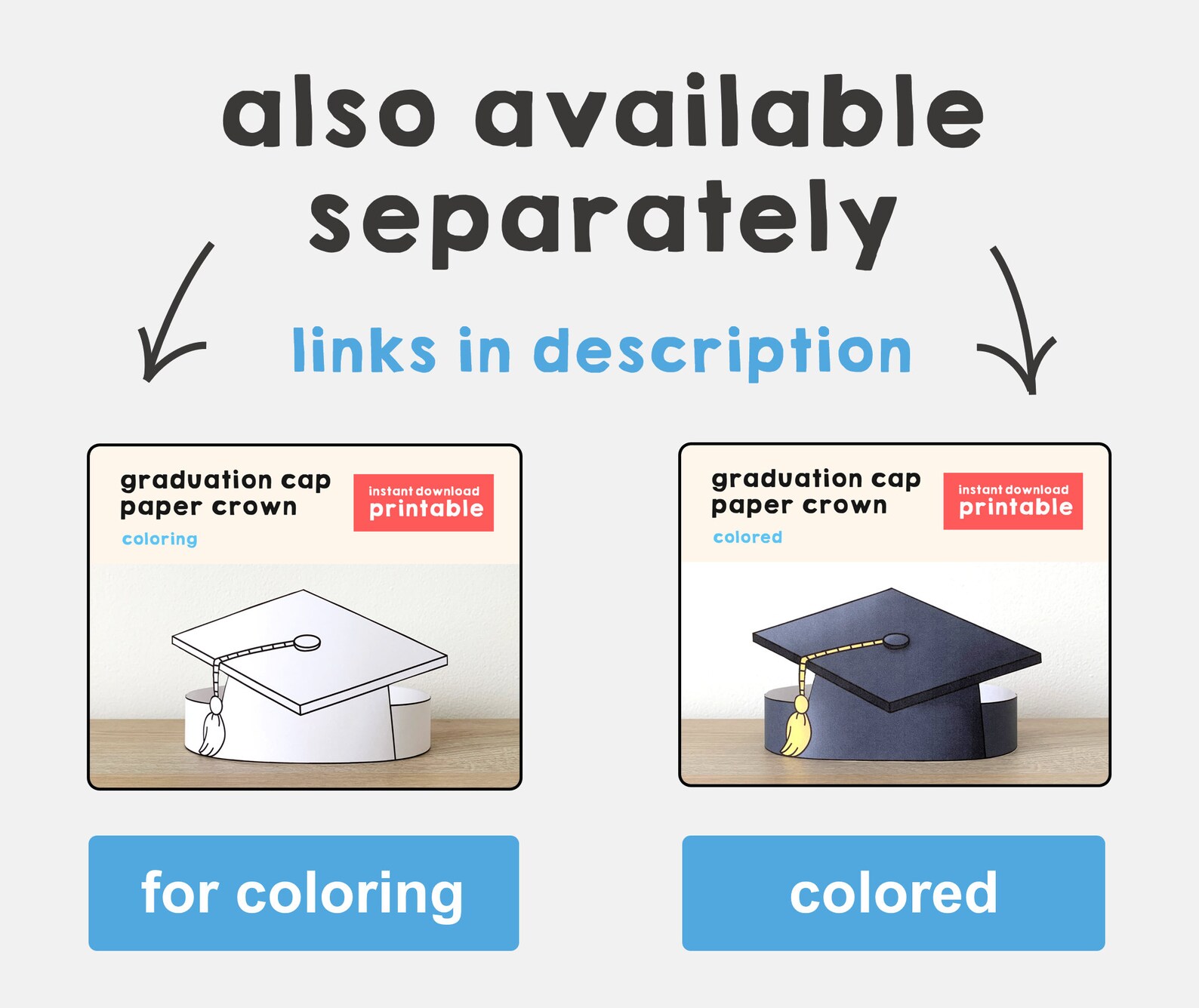 Graduation Cap Paper Crown Party Coloring Printable Kids Craft - Etsy