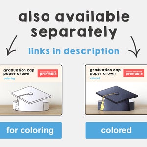 Graduation Cap Paper Crown Party Coloring Printable Kids Craft ...