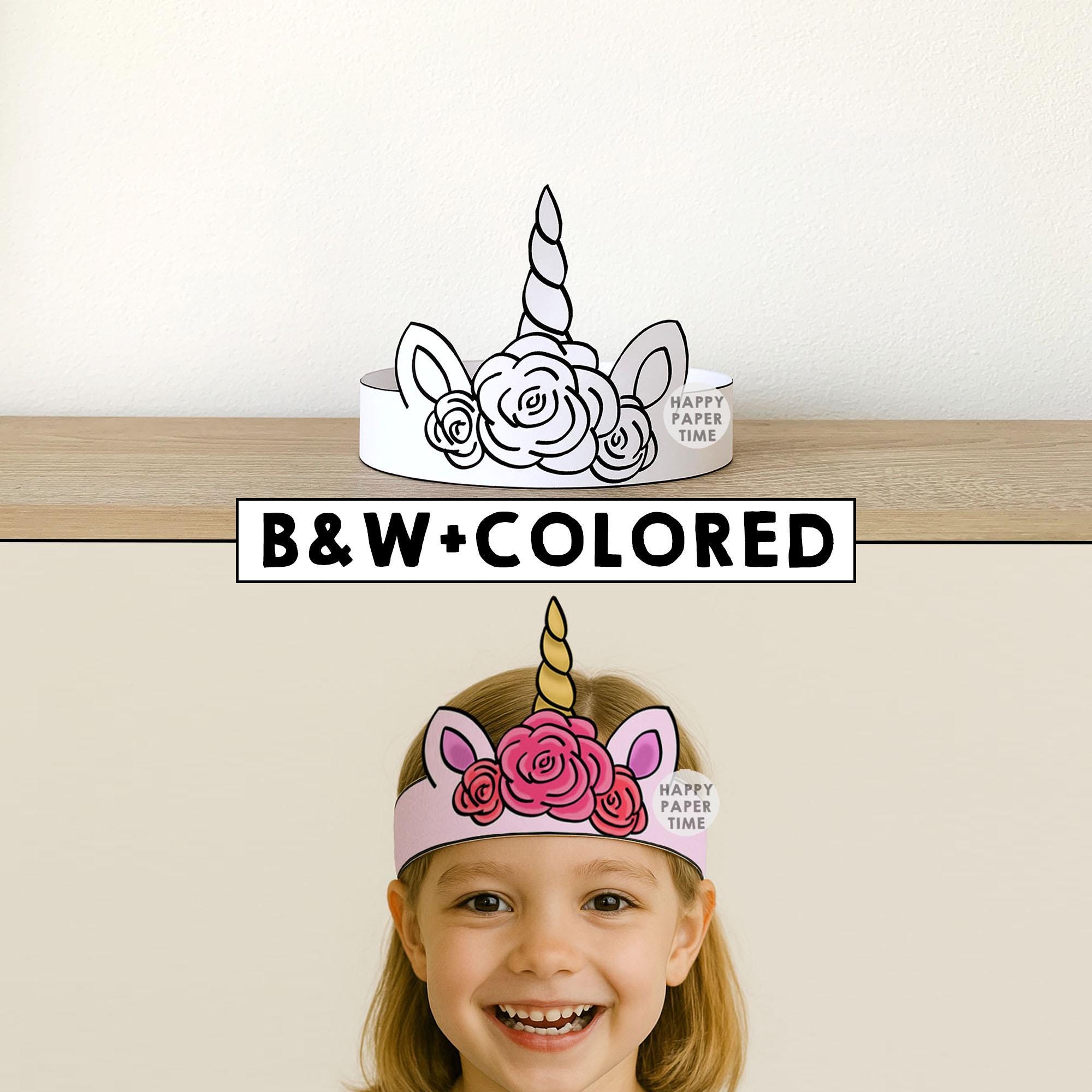 Unicorn Paper Crown Party Coloring Printable Kids Craft Unicorn ...