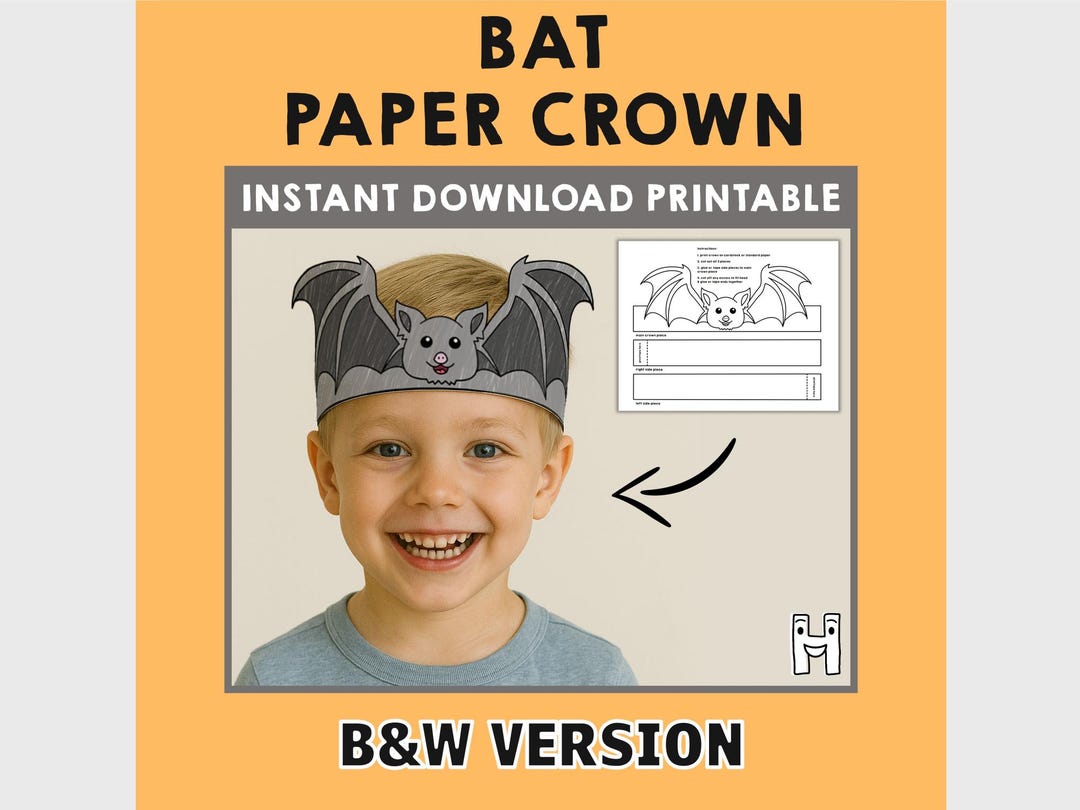 Bat Paper Crown Template Halloween Party Headband Coloring Printable ...