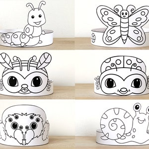 Bugs Insects Paper Crowns Butterfly Caterpillar Ladybug Bee Printable ...