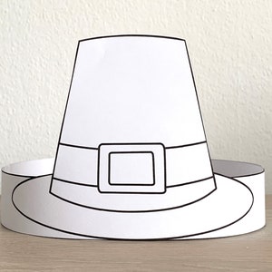 Pilgrim Hat Paper Crown Thanksgiving Settler Party Coloring Printable ...