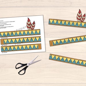 Native American Paper Headband Crown Party Coloring Printable Kids ...