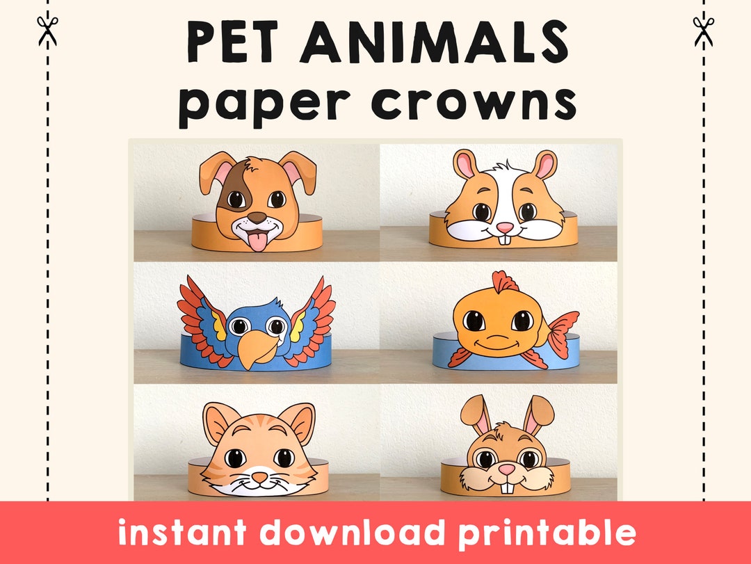 Pets Animals Paper Crowns Dog Cat Hamster Parrot Goldfish Bunny ...