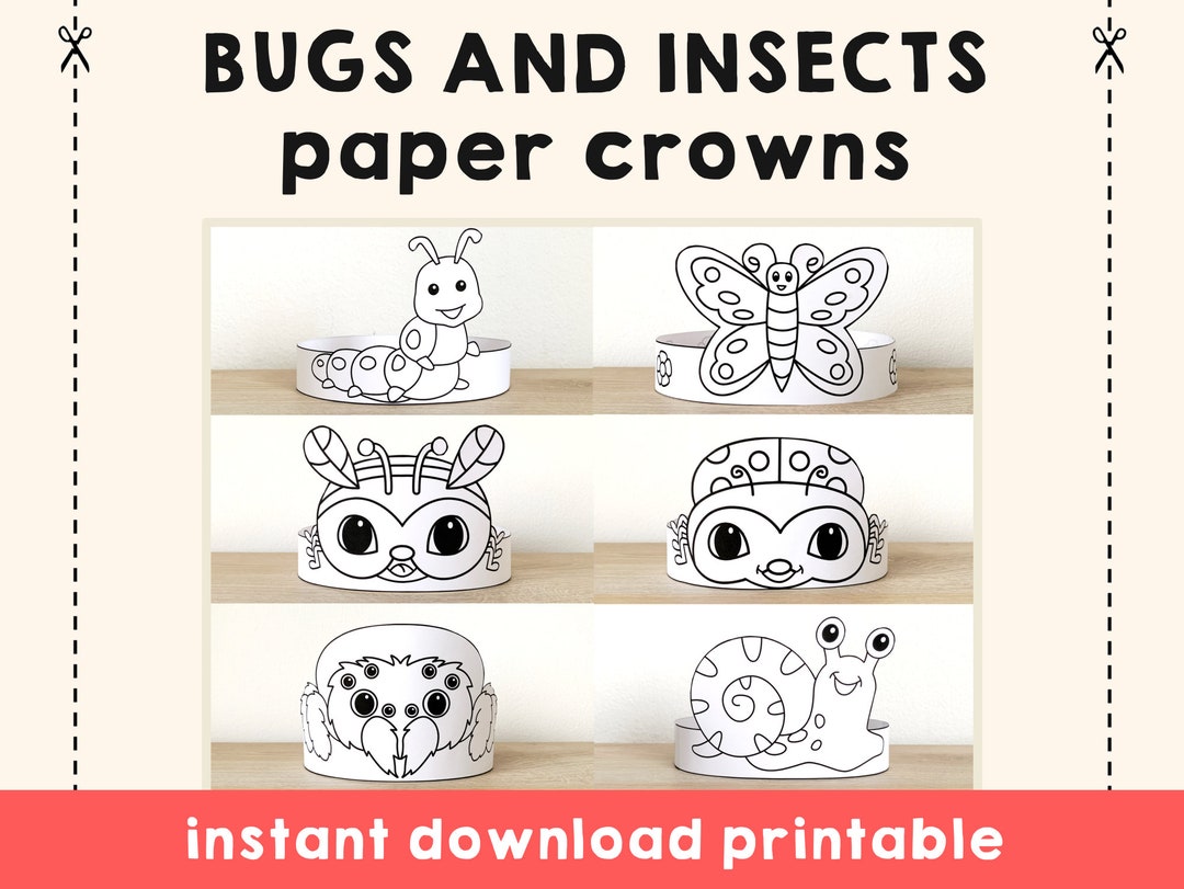 Bugs Insects Paper Crowns Butterfly Caterpillar Ladybug Bee Printable ...