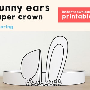 Easter Bunny Ears Paper Crown Coloring Headband Easter Cut Out - Etsy