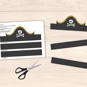 Pirate Hat Paper Crown Template Pirate Captain Party Headband Coloring ...