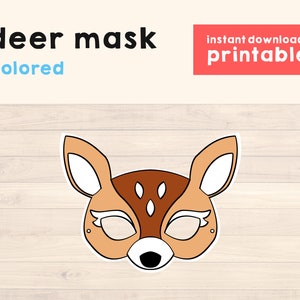 Deer costume printable kids Deer paper Mask printable diy Fawn | Etsy