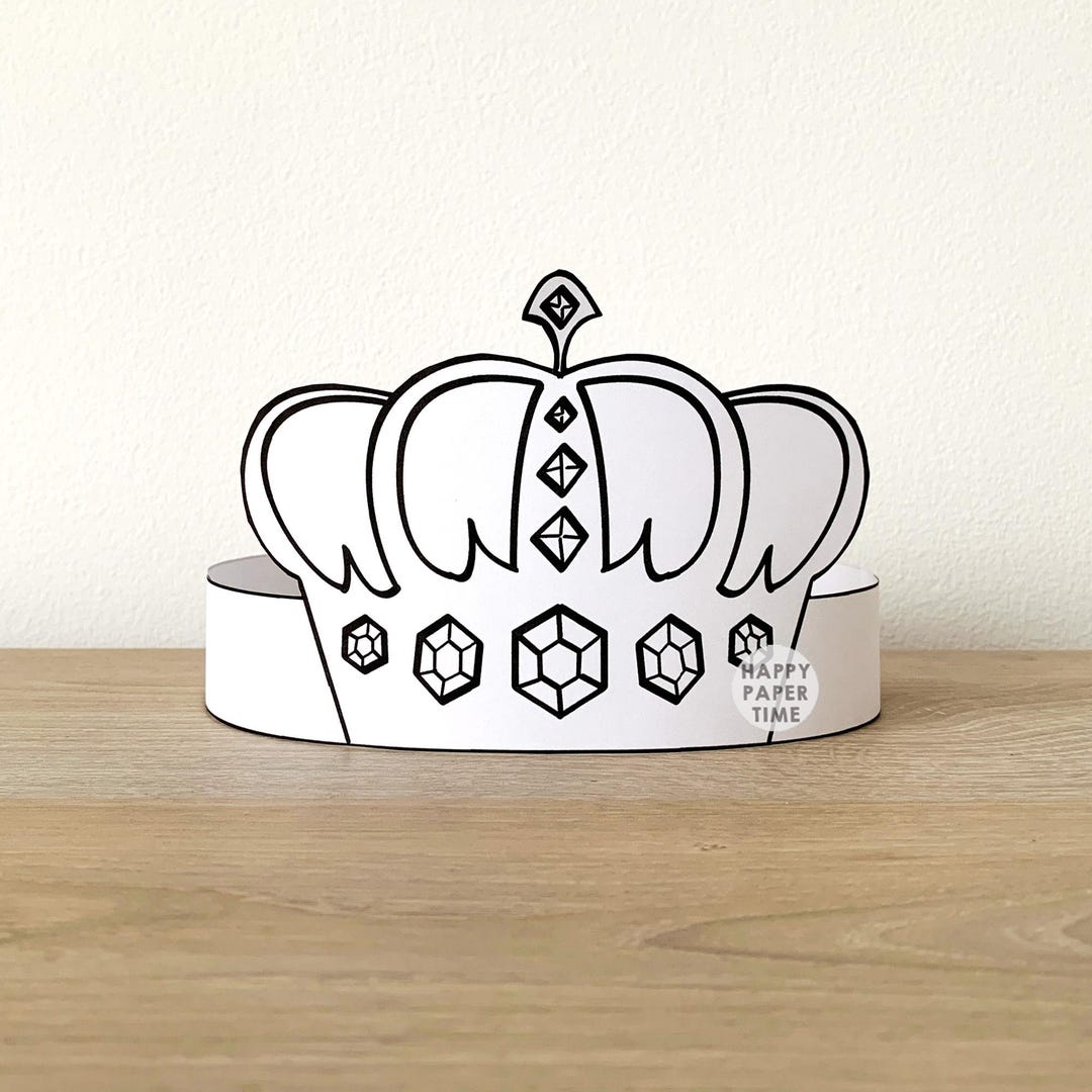 Prince Paper Crown Coloring Printable Kids Craft Prince Birthday Party ...