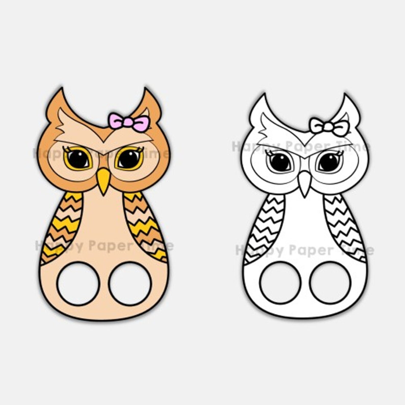 Owl paper craft printable woodland animal Finger Puppet Kids | Etsy