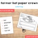 Farmer Straw Hat Gardener Paper Crown Party Coloring Printable Kids ...