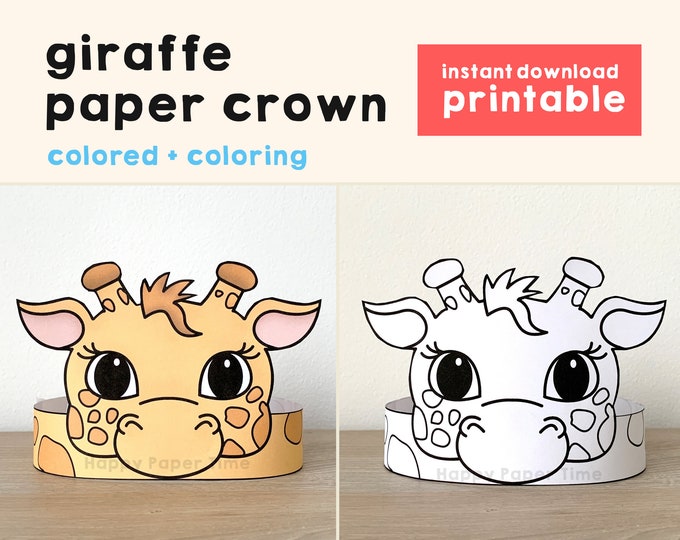 Giraffe Paper Crown COLOR YOUR OWN Printable - Etsy Canada