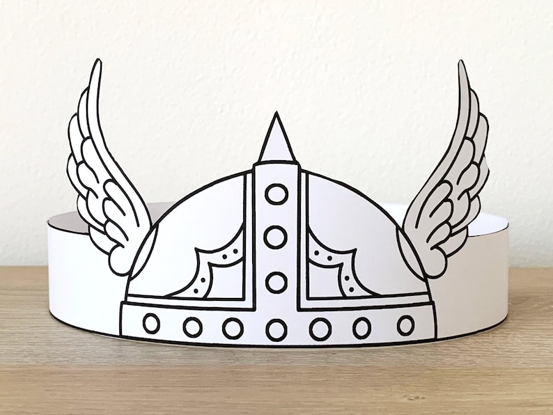 Viking Paper Crown Activity Printable Kids Craft Helmet | Etsy