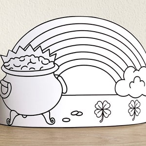 St Patrick's Day Paper Crown Headband Pot of Gold Rainbow Party ...