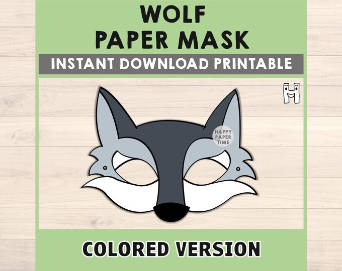 Printable Wolf Mask - Print at Home - Animal Mask Template - Home Decor ...