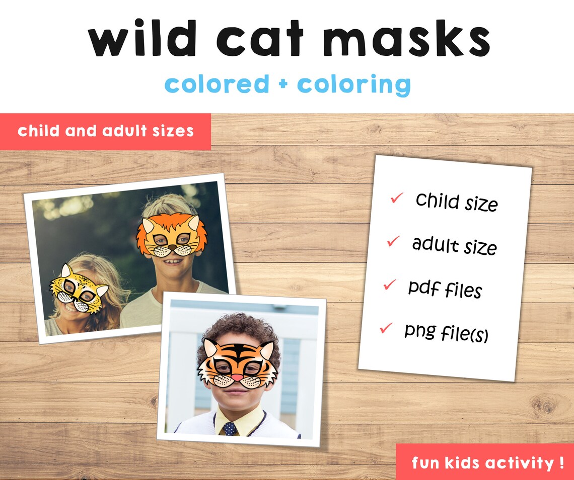 Tiger mask Cheetah mask Lion mask Printable Tiger costume | Etsy